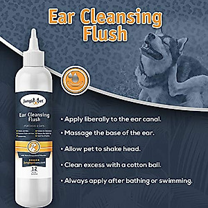 Jungle Pet Dog Ear Cleaner Dog Ear Wash for Dogs and Cats - Deodorizing Dog Ear Cleaner Solution for Dirt, Wax and Odor - Sweet Pea Vanilla Dog and Cat Ear Cleaner for Dogs - 12 oz