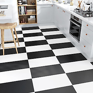 STICKEEP White Peel and Stick Floor Tile Waterproof 12&quot;x24&quot; Sheet Vinyl Flooring Peel and Stick Bathroom Floor Tile Stickers Linoleum Flooring Self Adhesive Floor Tiles Vinyl for Bedroom Kitchen 4 PCS