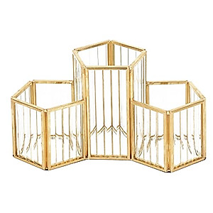 K COOL Makeup Brush Holder Organizer, 2 Slot Gold Metal Cosmetics Brushes Storage, Brushes Cup for Vanity£¬Desk, Dresser, Bathroom, Bedroom, Countertops, Pen Pencil Holder