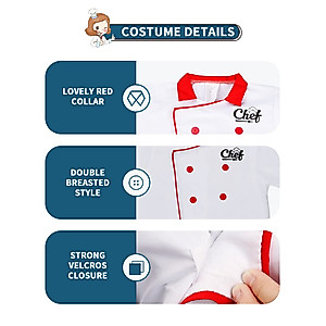 Lesheng space Chef Costume for Kids, Cook Role Play Dress -Up Set with Realistic Kitchen Toys, Pretend Chef Outfit for Halloween