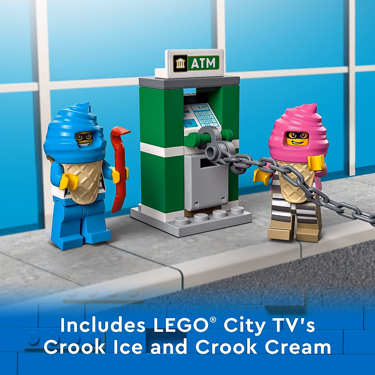 LEGO City Ice Cream Truck Police Chase Van 60314 Toy for Kids, Girls and Boys Age 5 Plus Years Old with Splat Launcher & City Police Car