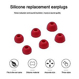 Adhiper Silicone Earplugs 6 Pieces of Eartips Replacement Earplugs is Compatible for Beats Studio Buds Headphones (Red)