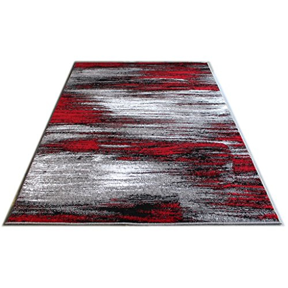 Masada Rugs, Modern Contemporary Area Rug, Red Grey Black (8 Feet X 10 Feet) Large Livingroom, Bedroom, Office Rug