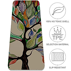Yoga Mat, Yoga Mats for Home Workout, Workout Mat, Exercise Mats, Pilates Mat, colorful abstract tree leaves pattern