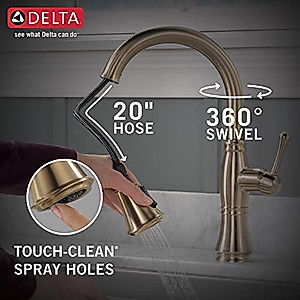 Delta Faucet Cassidy Gold Kitchen Faucet, Kitchen Faucets with Pull Down Sprayer, Kitchen Sink Faucet, Gold Faucet for Kitchen Sink with Magnetic Docking, Lumicoat Champagne Bronze 9197-CZ-PR-DST