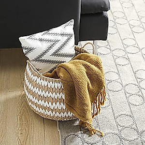 Motifeur Water Hyacinth and Paper Handwoven Basket (Assorted Set of 3, Beige and White)