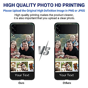 Klsify Custom Multiple Photos Collage Phone Case for Samsung Galaxy Z Flip 3 5G 2021/Galaxy Flip3 5G Customized Personalized Multiple Image Text Picture Shockproof Protective Black Soft Cover Shell