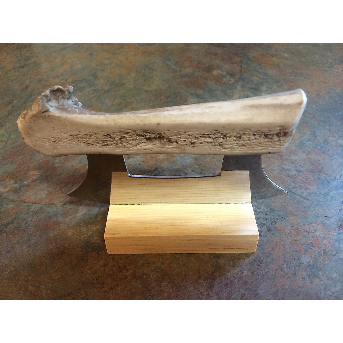 Alaskan Cultured Antler Ulu Knife and Stand