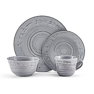 Pfaltzgraff Trellis Lodge 16 Piece Dinnerware Set, Service For 4, Gray