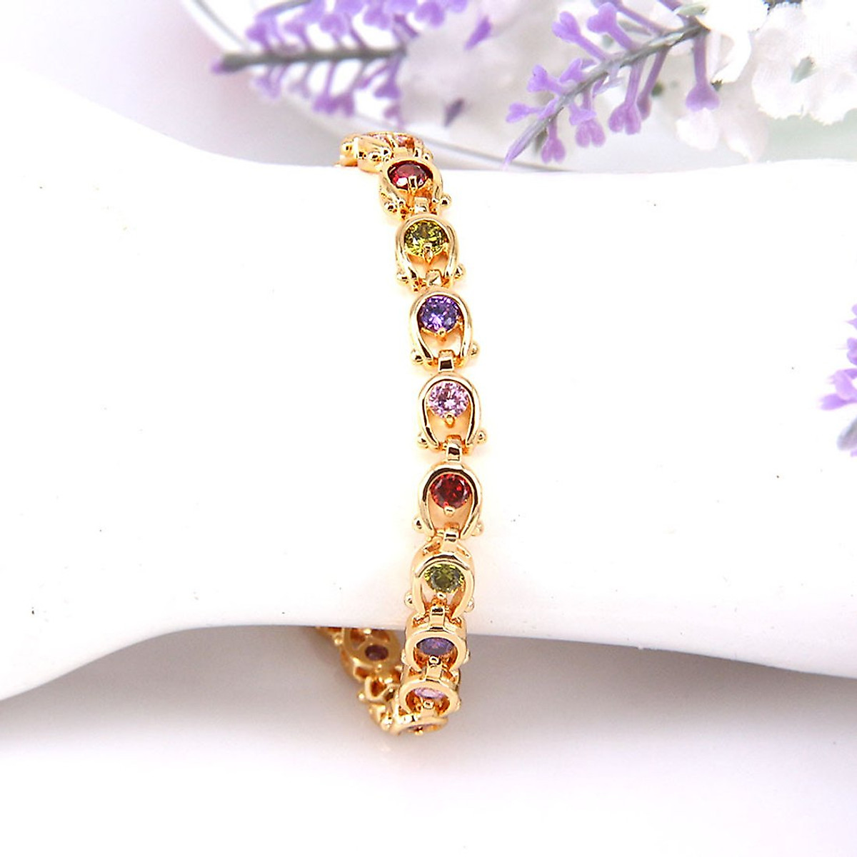 Women Bracelets, 18K Multi-Gemstone and Diamond Tennis Bracelet Gold Heart Bracelets for Women (Diamond Bracelet)