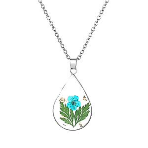 MOLUONAQI Handmade Gold Pressed Flower Necklace | Birth Month Flower Necklace for Women | Wildflower Necklace, Personalized Handmade Real flower Necklaces(03-Mar.-Jonquil)