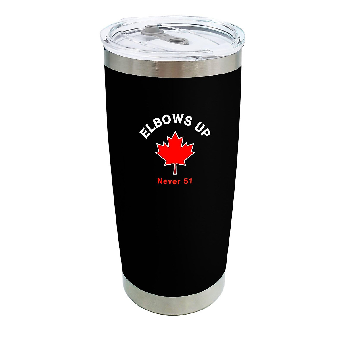 liabiliies Travel Coffee Tumbler 20 oz Elbow's Up - Never 51 Canada Flag Stand Strong Tumbler with Lid and Straw Insulated Tumblers Stainless Steel Tumbler