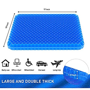 XSIUYU Extra-Large Gel Seat Cushion, Breathable Honeycomb Design Chair Cushions, Tailbone Pain Relief Egg Seat Cushion Butt Pillow, Chair Cushion for Office Chair Car Wheelchair Home Desk Chair