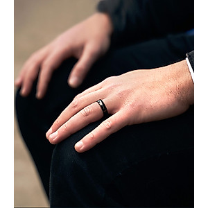 TIGRADE Black Titanium Ring 2mm 4mm 6mm 8mm Dome High Polished Wedding Band Size 4-15 (4mm, 14.5)