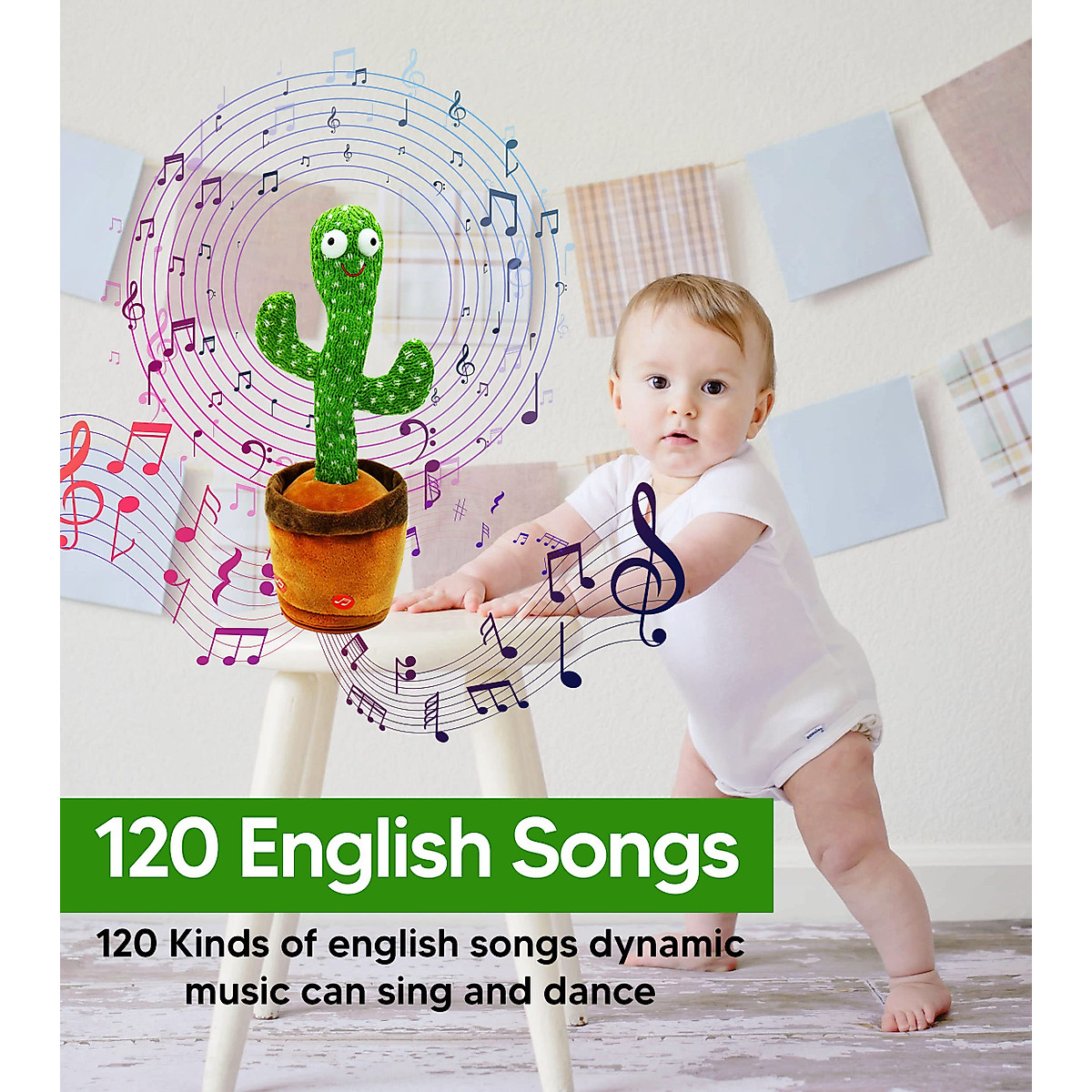 Majesty Trends Dancing Cactus Toy Talking Singing Plush Toy Mimicking Repeats What You Say, Have Recording & 120 Funny Musical Songs Wiggly Dance with Lighting Funny Kids Gift