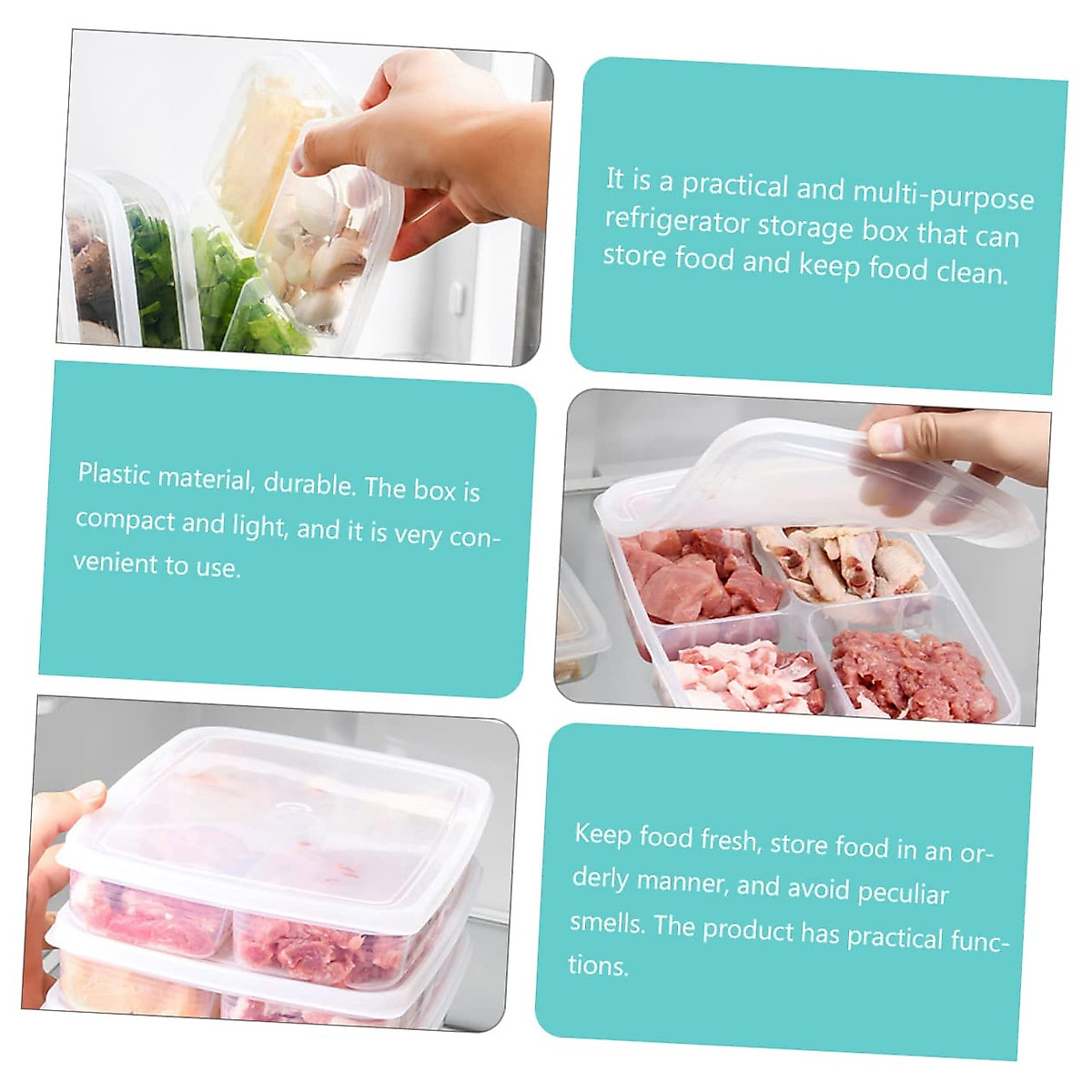 Angoily 3pcs Box Storage Box Containers with Lids Storage Cubes with Lid Refrigerator Fridge Food Clear Storage Bin with Lid Fridge Storage Container White Plastic Can Vegetable