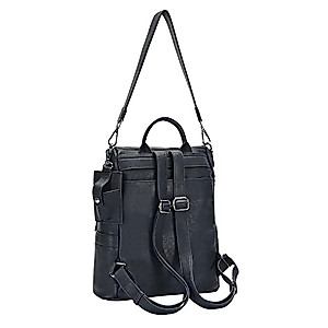MMS Brands Miztique - The Sienna Backpack Purse for Women, Sleek Shoulder Bag, Soft Vegan Leather - Navy