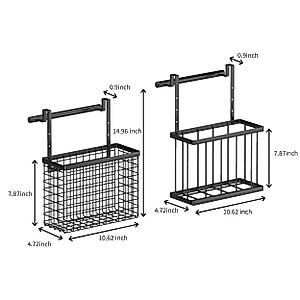 Qflushor Cabinet Door Organizer with Towel Bar, 2 Pack Over The Cabinet Door Organizer, Cutting Board Organizer with Towel Holder Kitchen Cabinet Organizer for Pantry, Baking Sheet, Wrap, Black
