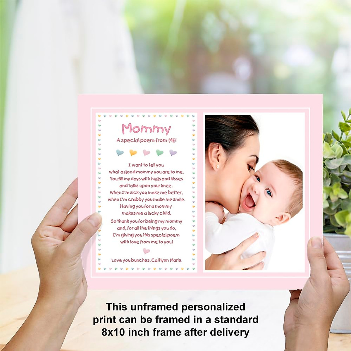 Mommy Gift from Daughter, Baby, Toddler, A Special Poem From Me, 8x10 Inch Print Personalized with Name and Photo
