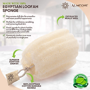 Almooni Egyptian Loofah Exfoliating Body Scrubber, Natural Real Egyptian Shower Loofah Sponge Body Scrubber for Women and Men, for Body and Face That Will Get You Clean - 3 Count (1 Pack)