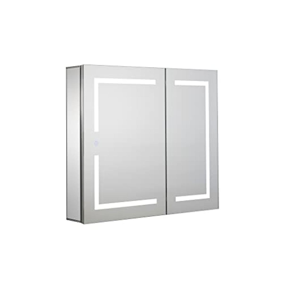Croydex Sabine Dual, Recessed or Surface Mount, 2 USB Ports, Dimmer, Hang 'n' Lock Easy Installation Illuminated LED Medicine Cabinet, 30W x 26H, Aluminum