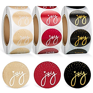Chinco 1500 Pieces Joy Christmas Stickers for Envelopes Seals Decorative Christmas Joy Card Stickers Decals Labels for Xmas Party Favors Supplies Decoration, 1 Inch