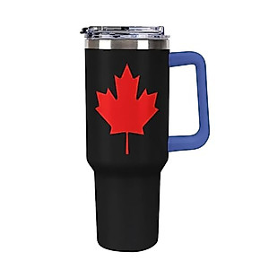Canada Flag 40oz Water Bottle Double Wall Insulated Tumbler with Handle Leakproof Travel Mug Deep Blue-style