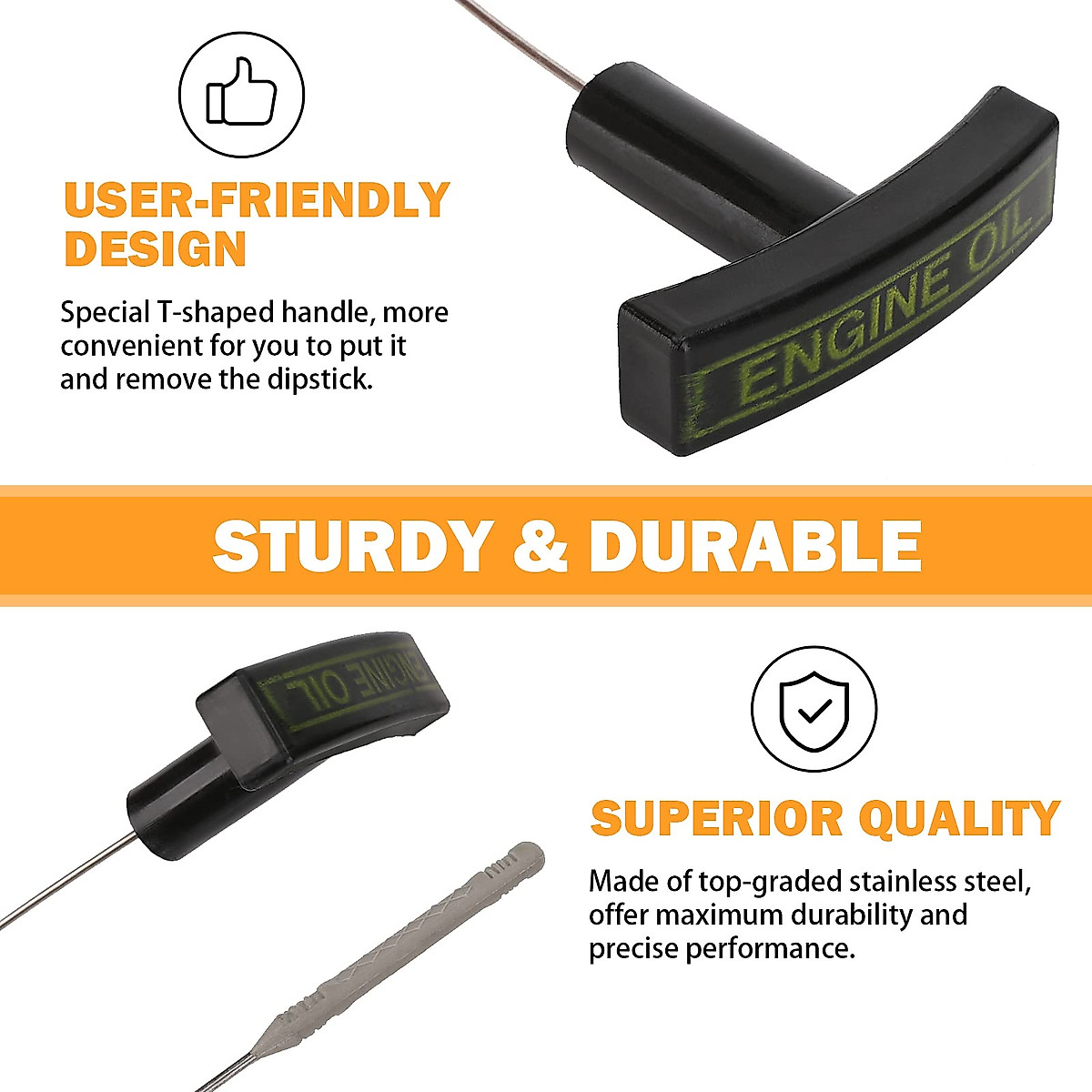 3C3Z6750AA Ford 6.0 Powerstroke Oil Dipstick for 2003 2004 2005 2006 2007 Ford F250 F350 F450 F550 Super Duty Excursion 6.0 Diesel Engine Oil Dip Stick Indicator Tool Replace Ford 3C3Z-6750-AA 917-310