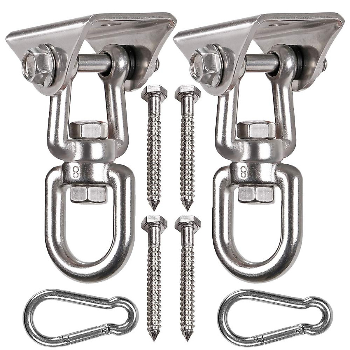 WAREMAID 2 Pack Heavy Duty 360° Swivel Swing Hanger, Stainless Steel Swing Hook for Ceiling Wooden Swing Set Bracket, Punching Bag Hanger for Playground Gym Rope Hammock Chair Swing, 1200 Lb Load
