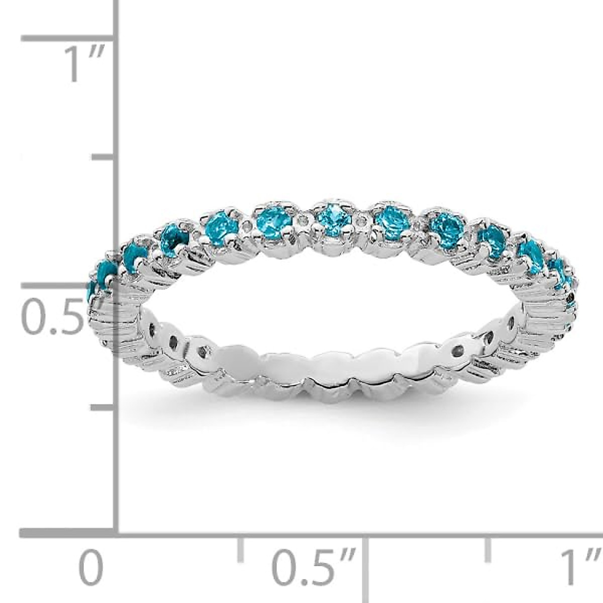 IceCarats 925 Sterling Silver Blue Topaz Stackable Ring Gemstone Band December Birthstone Jewelry Size 8.00
