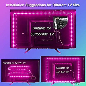 SNPDE LED Strip Lights for TV, USB TV Backlight Kit with Remote, APP Control Sync to Music, 5050 RGB LED Bias Lighting for HDTV, PC and Mirror (6.56ft for 40"-60" TV)