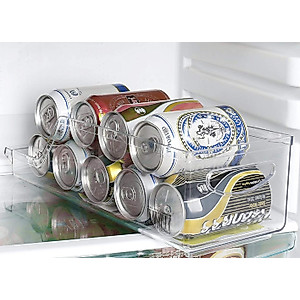 Dependable Beverage Can Organizer, Soda Can Holder, Refrigerator and Freezer Storage Organizer Bin for Kitchen Pantry Container, Dispenser Rack Clear