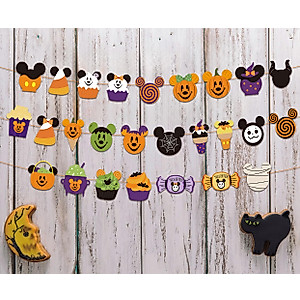 Mickeey Mouse Halloween Decorations Banner Pumpkin Style Halloween Banner Trick or Treat Halloween Garland Candy Banner for Halloween Party Decorations