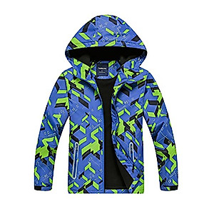 M2C Boys Geometric Fleece Lined Waterproof Jacket with Hood 4T Blue