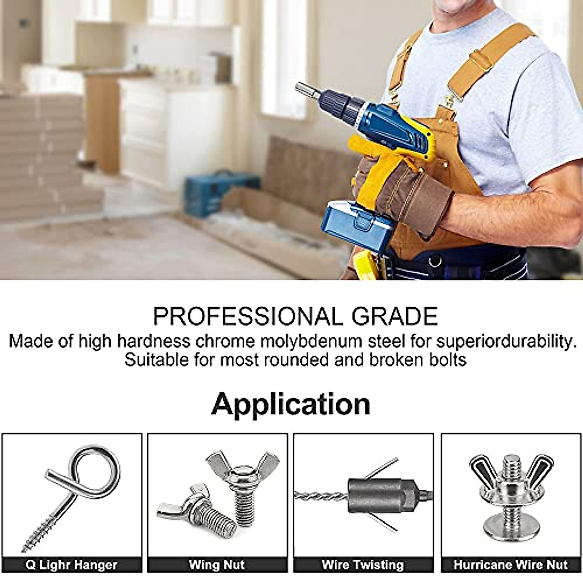 (2 Pack 2 Size 12mm,19mm) hex shank nut driver power wing nut drill bit socket tool drive kit, slotted wing nut drill sleeve wrench wrench kit, panel nut screw eye C-shaped hook bolt