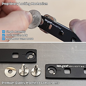 Keyport Pivot 2.0 Essential Bundle - Premium Multitool Keychain | Key Organizer + Keychain Flashlight + Bottle Opener + Lost & Found ALL-IN-ONE | Modern Keychain | Aircraft Aluminum (Black)
