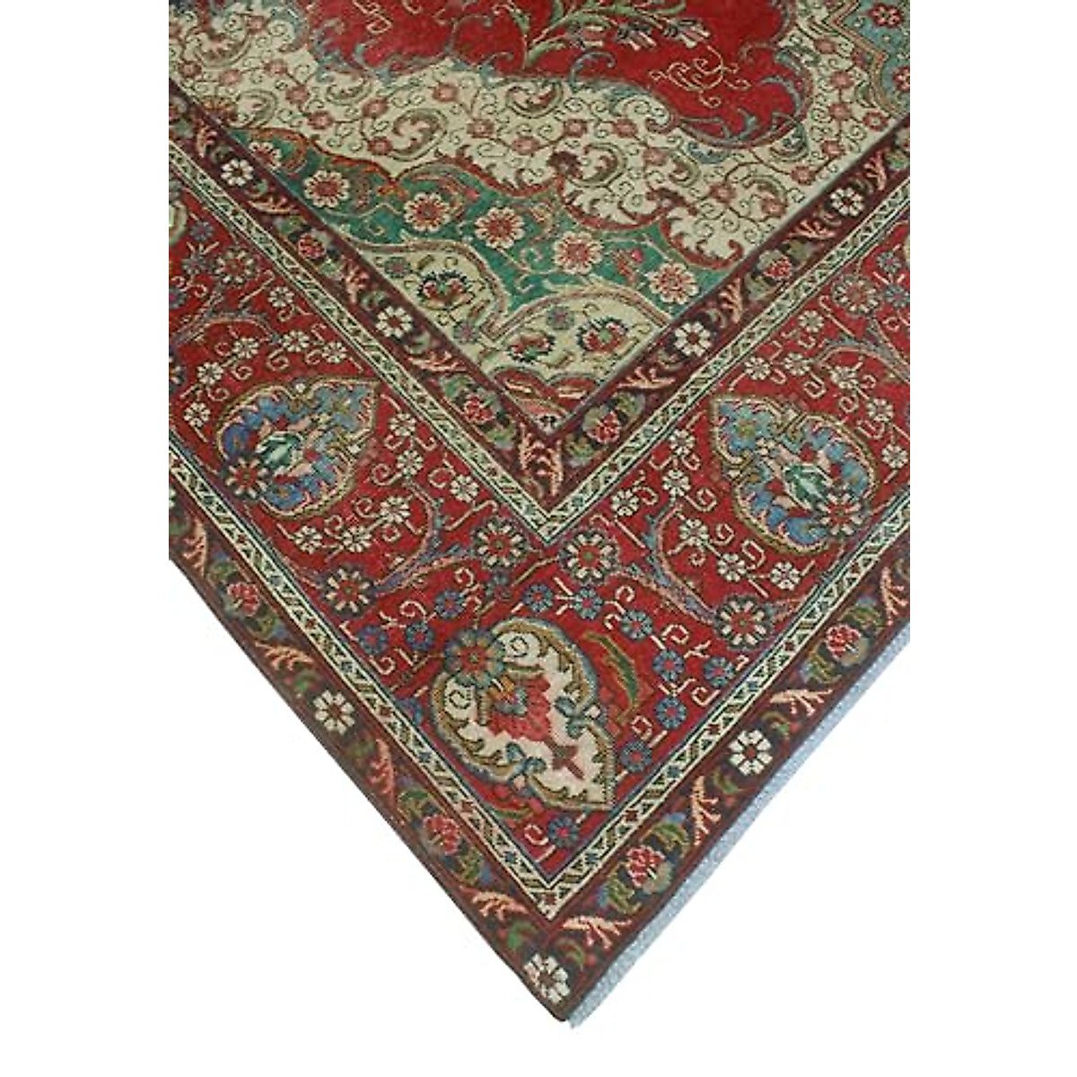 Noori Rug - Premium & Luxury Imported - Handmade Vintage Distressed Jayvee Rug - Red - Navy, 9'6" x 12'10" - Living Room - Dining Room - Bedroom