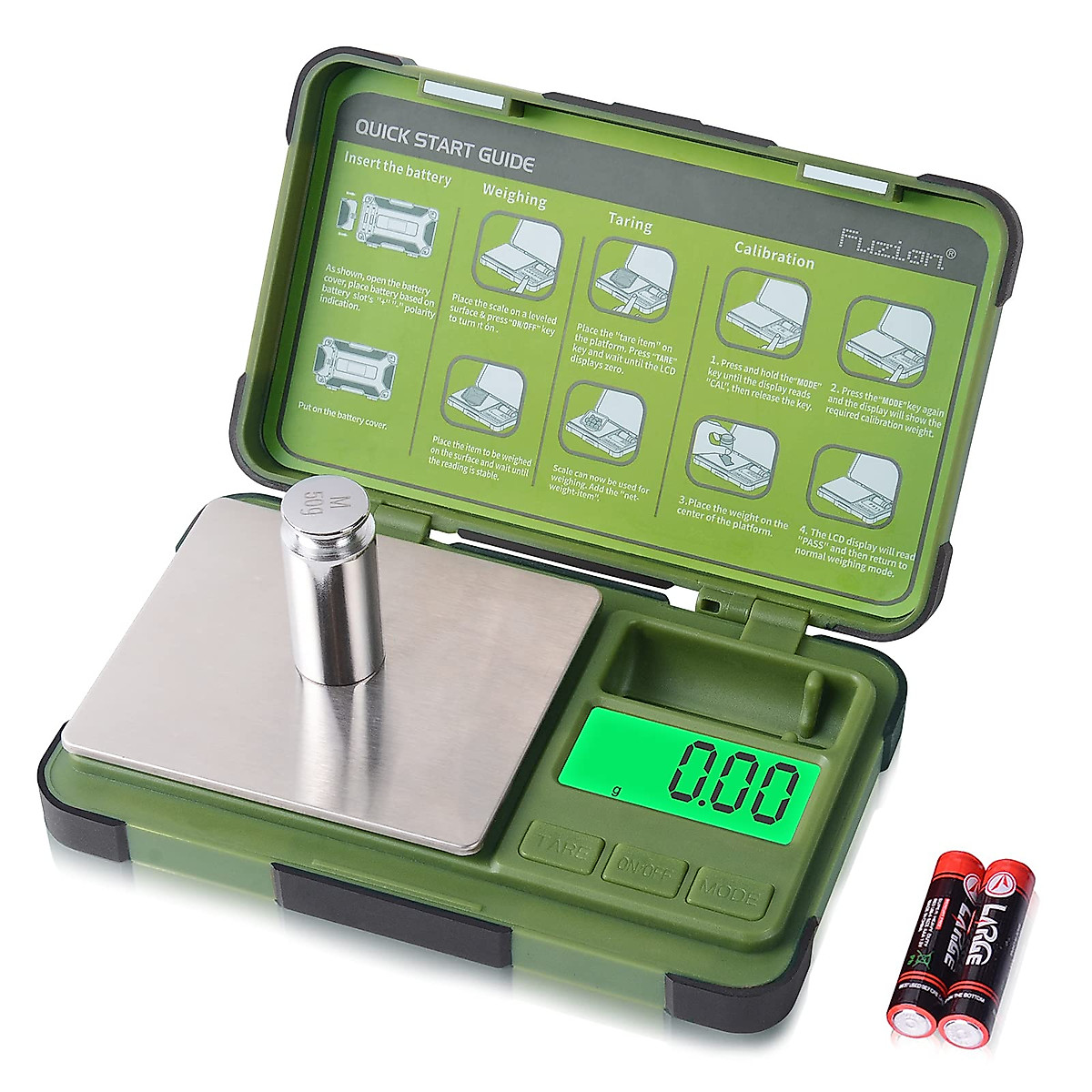 Fuzion Digital Pocket Scale 200g/0.01g, Gram Scale with Tare, Powder Herb Scale with 50g Cal Weight, Mini Jewelry Scale for Arrows, Herb, Travel, Small Projects