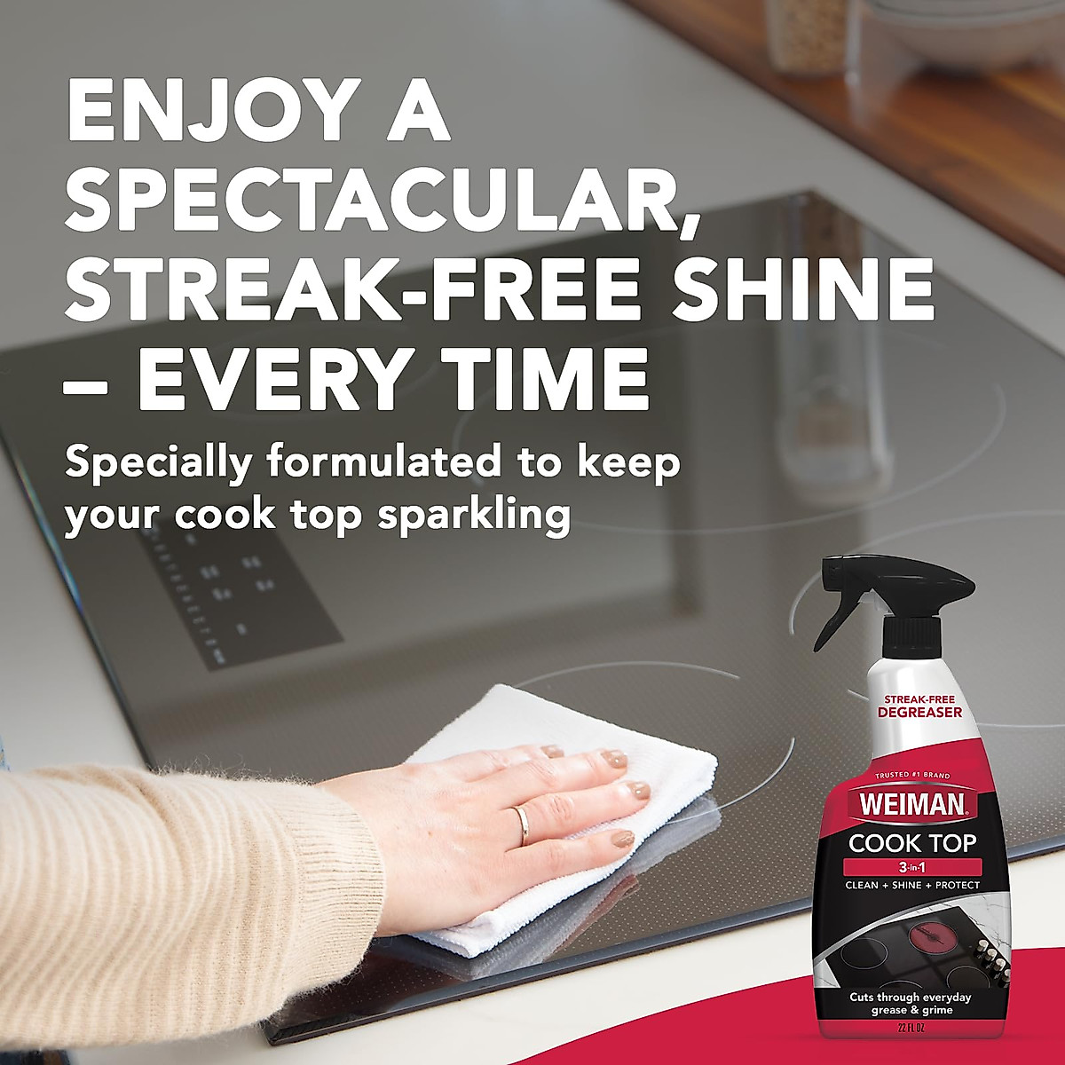 Weiman Cooktop Cleaner for Daily Use (2 Pack) Streak Free, Residue Free, Non-Abrasive Formula - 22 Ounce