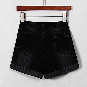 Fashion Low Waisted Mini Shorts ,THENLIAN Women Washed Ripped Hole Short Jeans Denim Pants Shorts(M, Black)