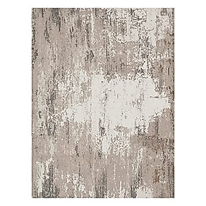 OIGAE Machine Washable Rug 9'x12', Ultra-Thin Foldable Abstract Modern Area Rug, Stain Resistant Anti Slip Backing Rugs for Living Room&Bedroom&Dining Room, Brown