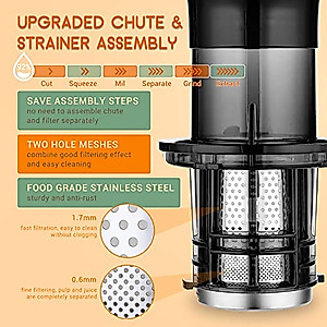 Slow Masticating Juicer Machine-SOVIDER Up to 92% Juice Yield Compact Masticating Juicer, Reverse Function Easy Clean with Brush Pulp Measuring Cup Cold Press Juicer for High Nutrient Fruits Vegetables