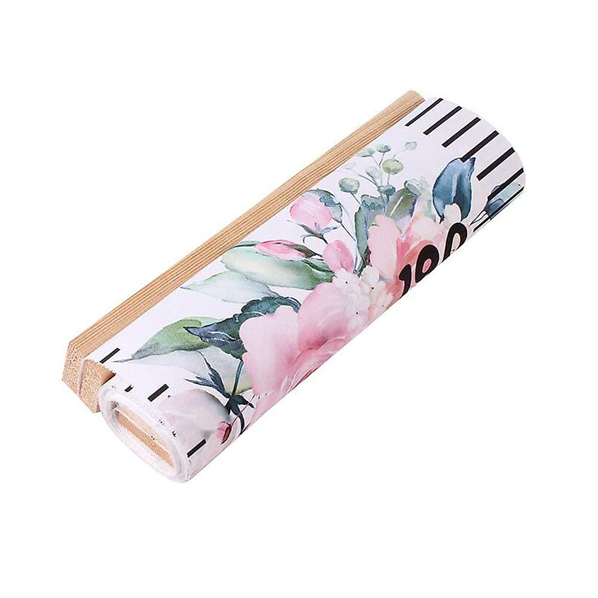 Baby Growth Chart Ruler Kids Roll-up Height Chart Wall Hanging Measurement Chart Wall Decor with Wood Frame for Kids Nursery Room Canvas Removable Height Growth Chart 8'' x 79'' (Pink Flower)