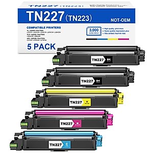 TN227 High Yield Toner Cartridges TN227 Compatible for Brother TN227 TN223 TN-227BK/C/M/Y High Yield Toner Cartridge for Brother HL-L3270CDW MFC-L3770CDW HL-L3290CDW Printer (tn-227 2BK/1C/1M/1Y)