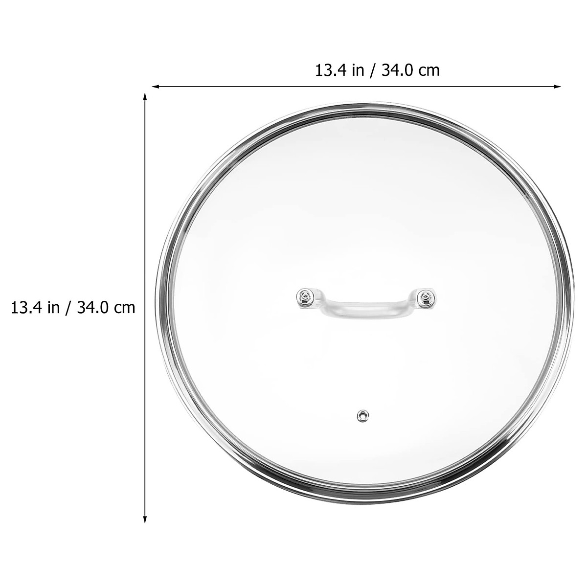 DOITOOL Universal Lid for Pots and Pans 34cm Heat- Resistant Tempered Glass Frying Pan Lids with Handle Cookware Lid Protector for Pots Pans Cast Iron Skillet Silver
