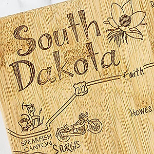 Totally Bamboo Destination South Dakota State Shaped Serving and Cutting Board, Includes Hang Tie for Wall Display