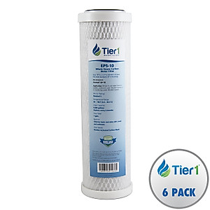 Tier1 5 Micron 10 Inch x 2.5 Inch | 6-Pack Whole House Carbon Block Water Filter Replacement Cartridge | Compatible with Pentek EP-10, 42-34373, 155531-43, CB-25-1005, MAXETW-975, Home Water Filter