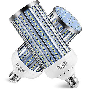 FanNicoo 2 Pack 500W Equivalent LED Corn Light Bulb 5500 Lumen 6500K 60W Large Area Cool Daylight White E26/E27 Medium Base for Outdoor Indoor Garage Warehouse Factory Workshop Street Backyard