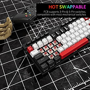 Redragon K635 Hot Swappable Mechanical Keyboard Customized RGB Backlit with Volume Control, Bluetooth/2.4G-Wireless/USB-C Compact Gaming Keyboard with Red Switches(68+10Keys)