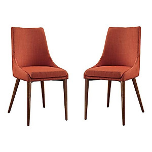 OSP Home Furnishings Palmer Mid-Century Modern Dining Accent Chair 2-Pack, Tangerine